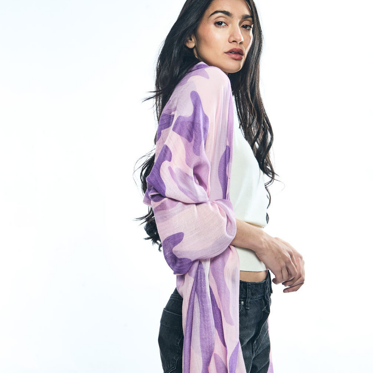 Cashmere Camouflage Shawl - Lavender – Carolyn Rowan Collection